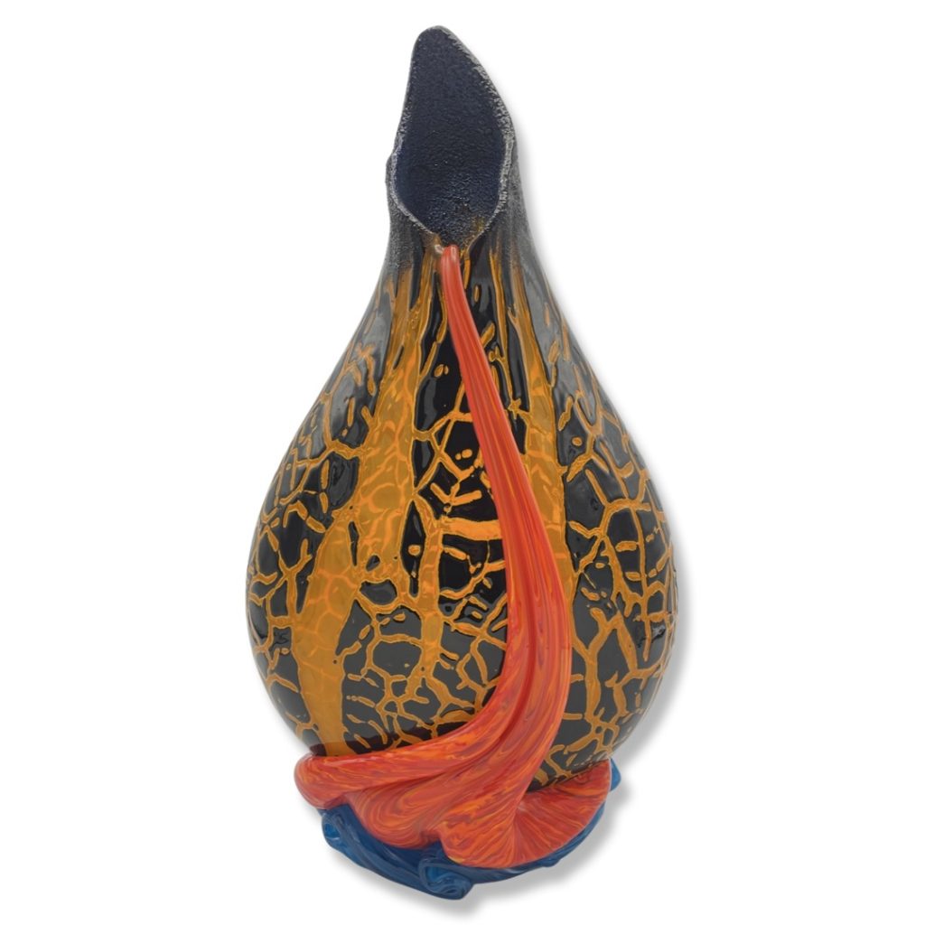 Crackled Surface Flow, Vase by Daniel Moe - Volcano Art Center