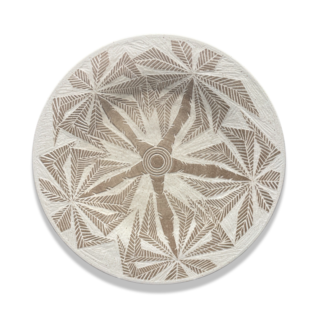 Carved Palm Tree Plate by Birgitta Frazier - Volcano Art Center